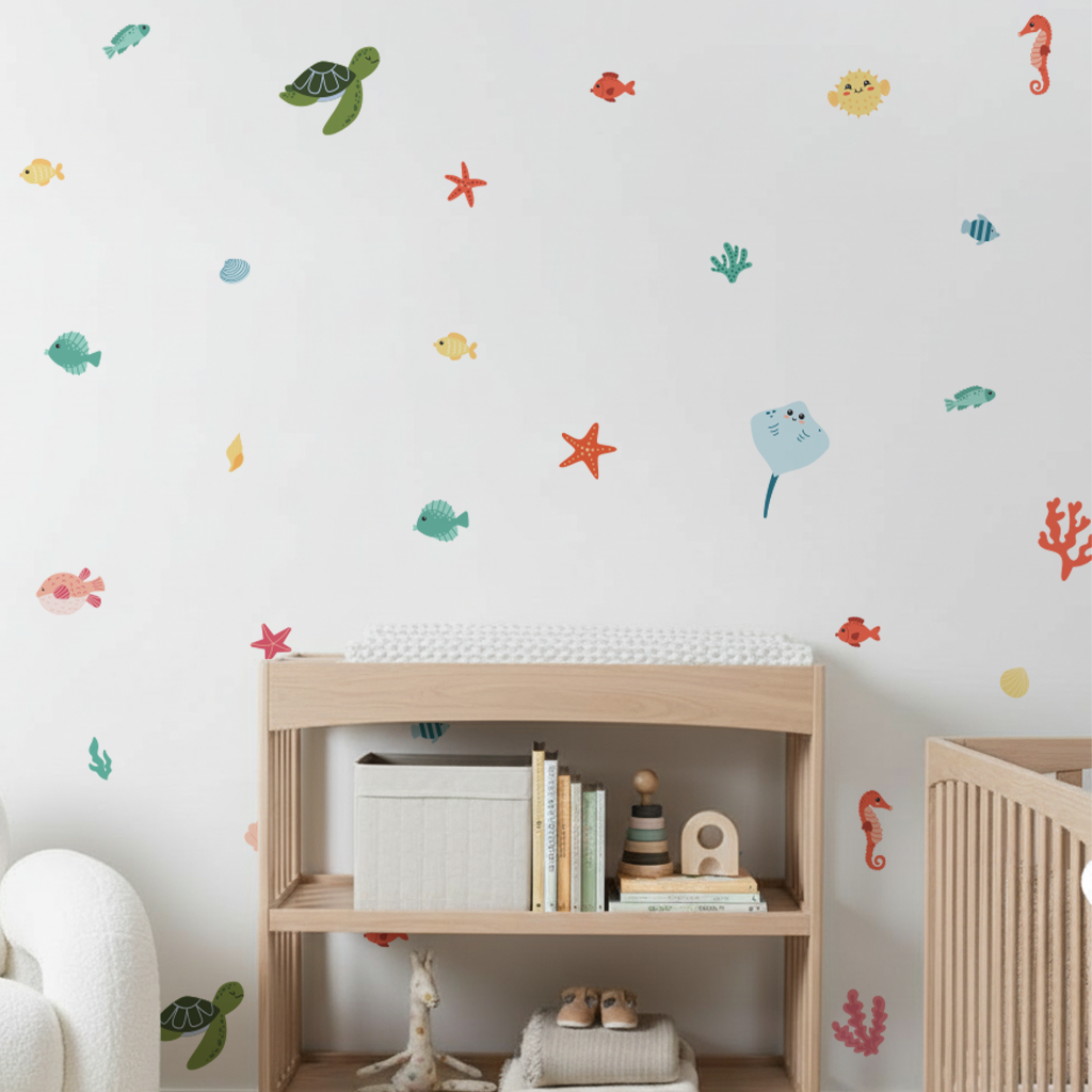 Underwater Wall Decals – Bright Sea Creatures Design for Kids Rooms ...