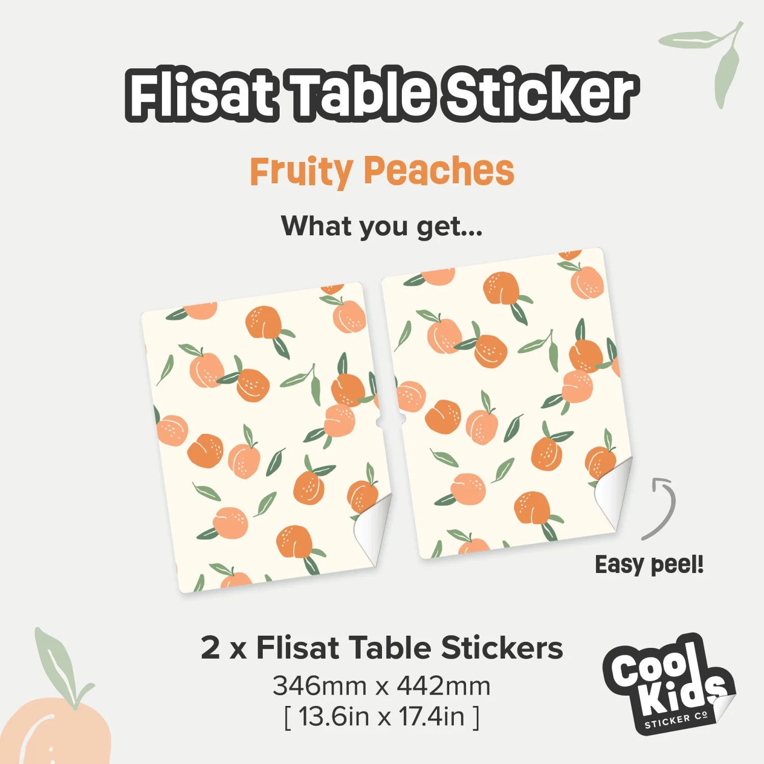 Flisat Table Peaches Decal | Cool Kids Sticker Co.