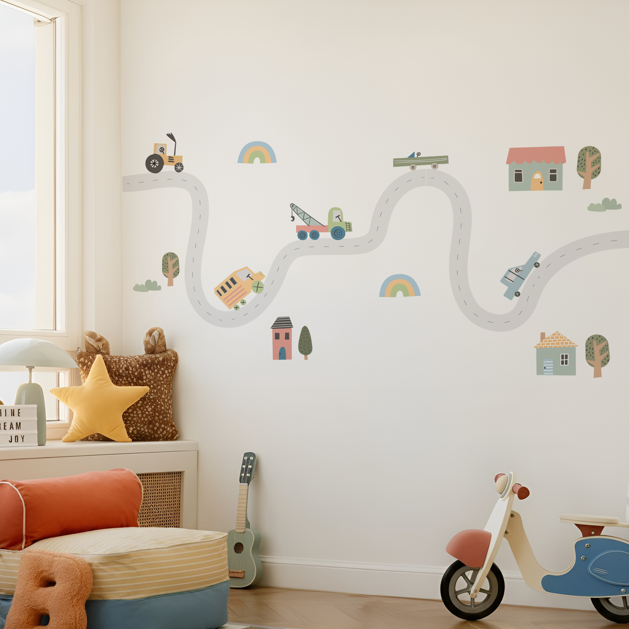 Transport Wall Decals – Road Tripping Set with Cars, Roads & Houses ...