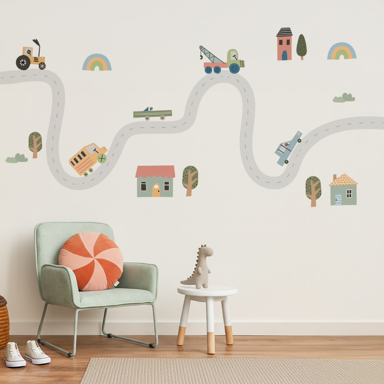 Transport Wall Decals – Road Tripping Set with Cars, Roads & Houses ...