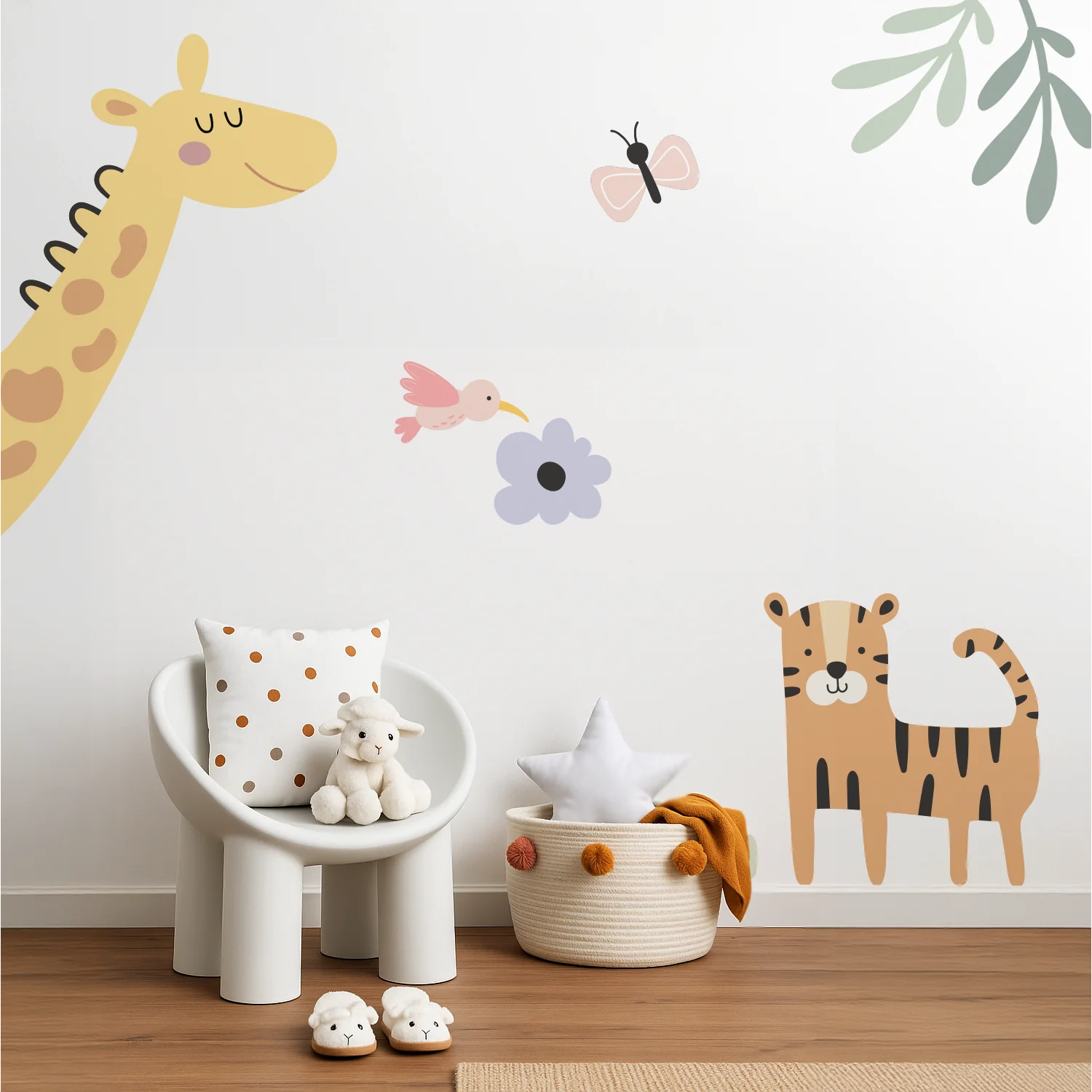 Safari Animal Wall Decals – Large Giraffe and Tiger – Cool Kids Sticker Co.