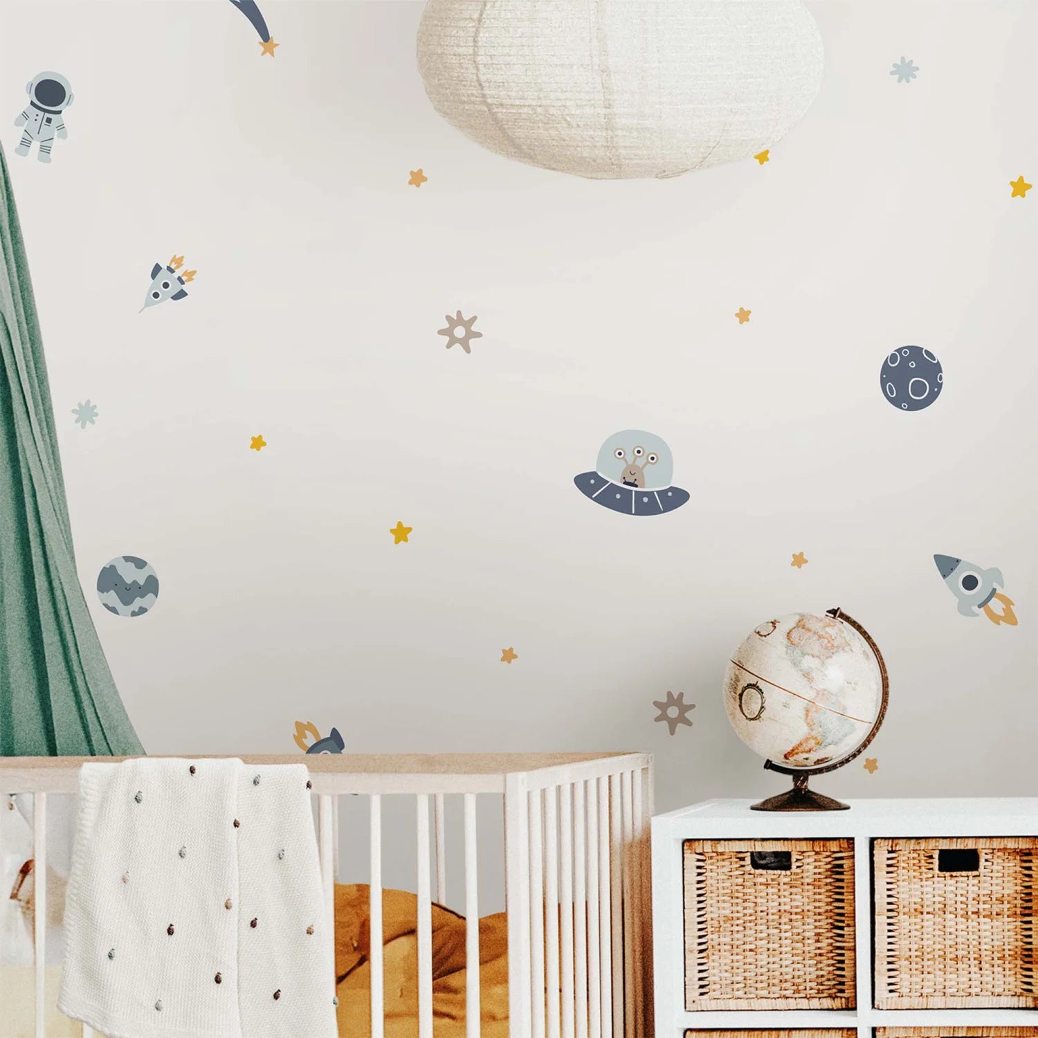 Space Wall Decals – Blue Planets & Rocket Set for Kids Rooms – Cool ...