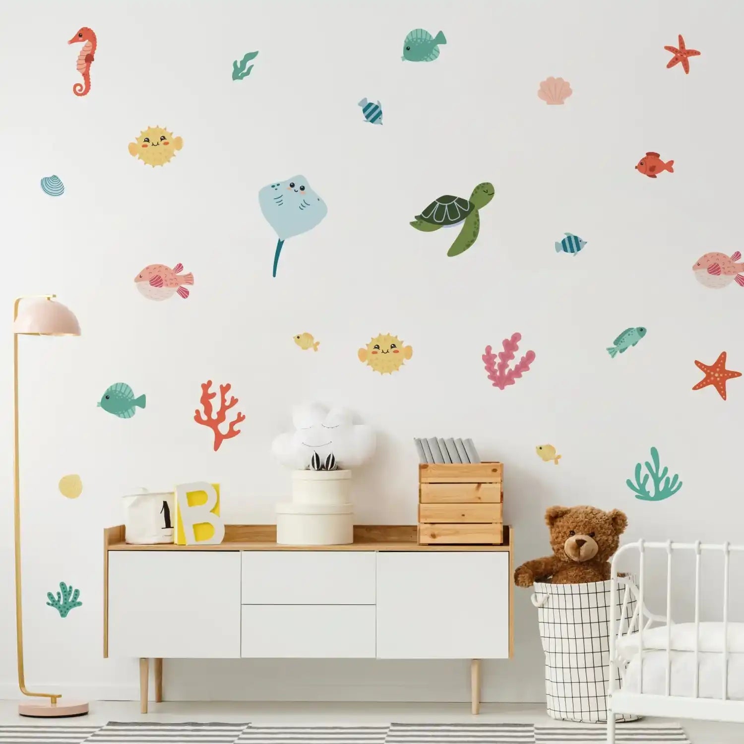 Underwater Wall Decals – Bright Sea Creatures Design for Kids Rooms ...