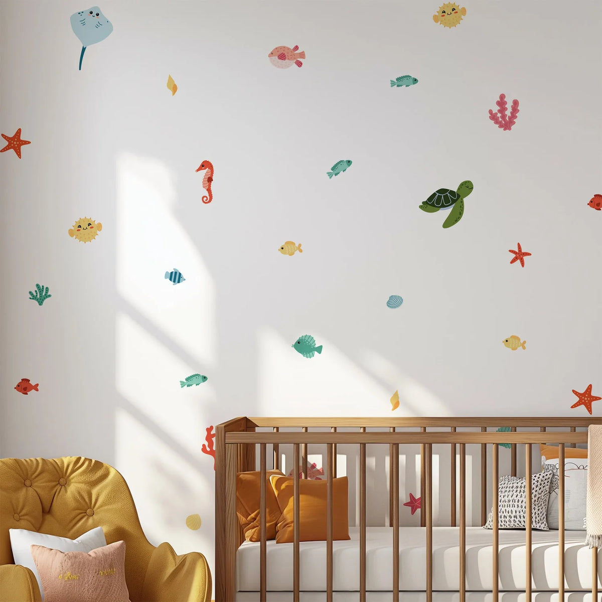 Underwater Wall Decals – Bright Sea Creatures Design for Kids Rooms ...