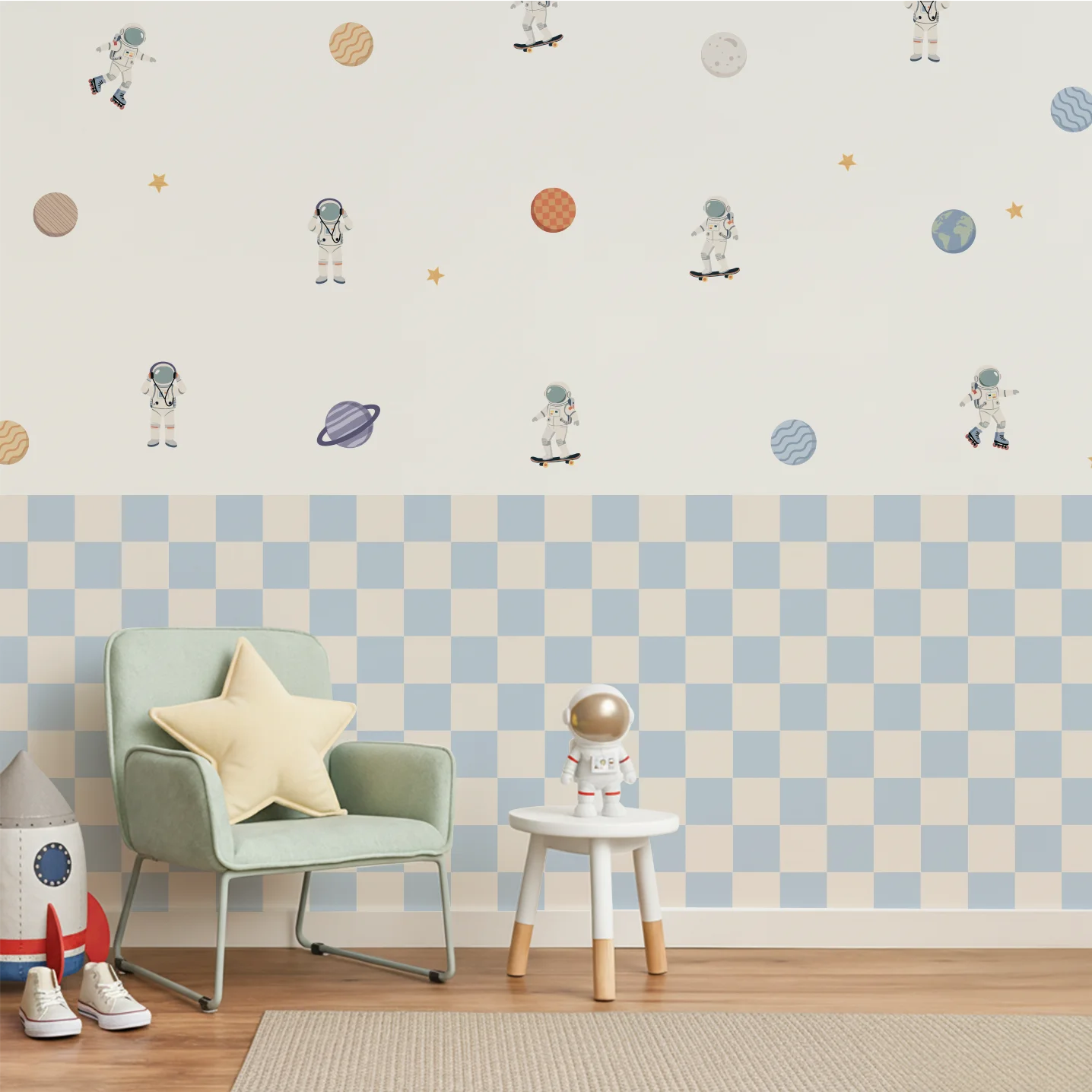 Checkered Wall Panel Decals – Blue Check Design for Kids Rooms – Cool ...