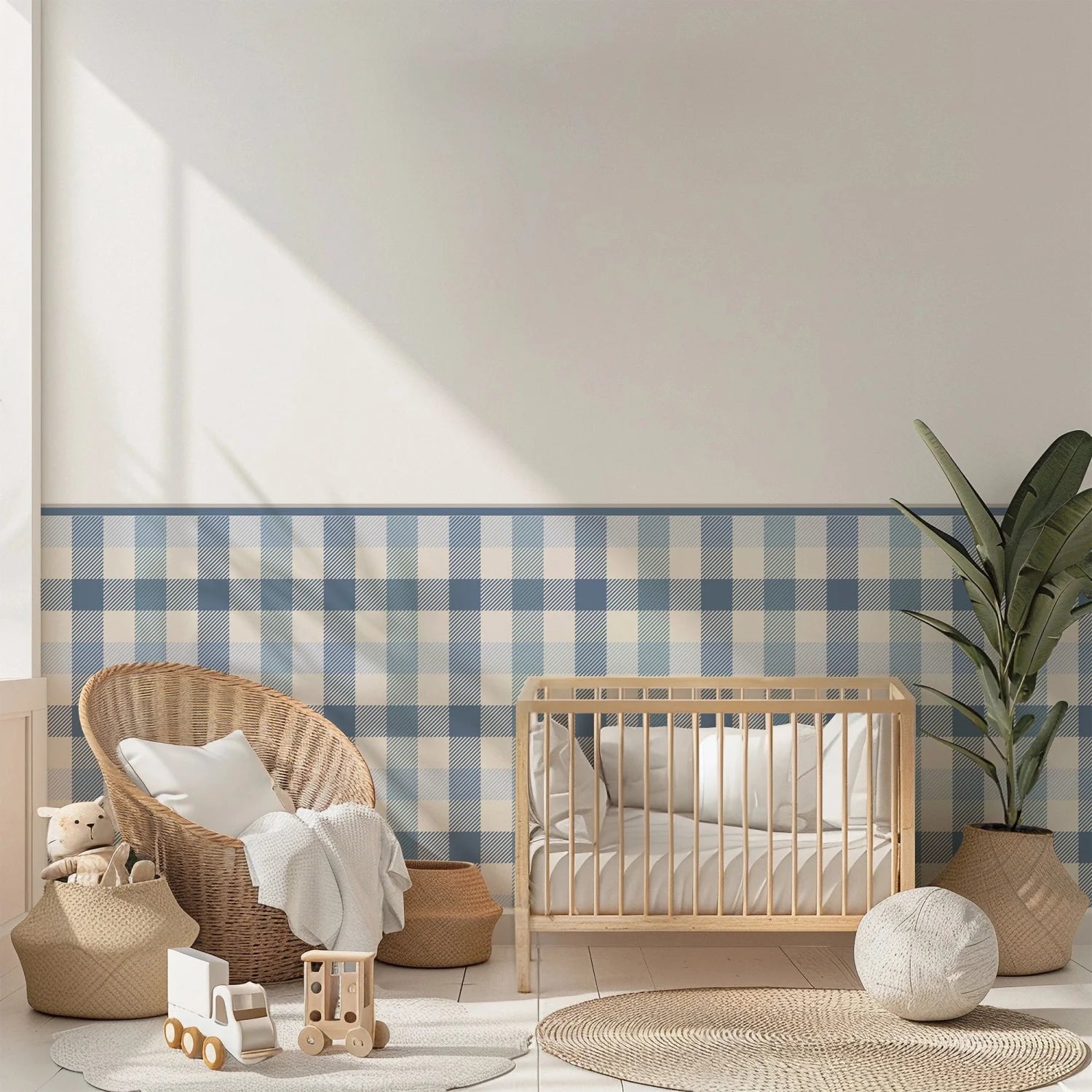 Gingham Wall Panel Decals – Blue Check Design for Kids Rooms – Cool ...