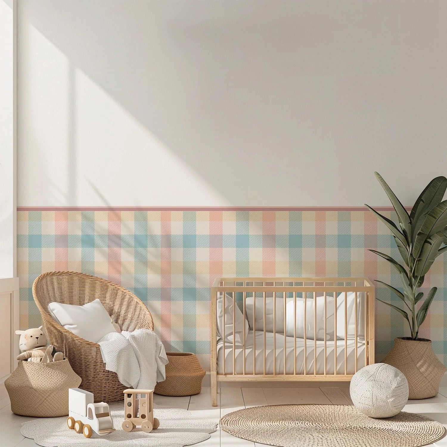 Gingham Wall Panel Decals – Blue Check Design for Kids Rooms – Cool ...