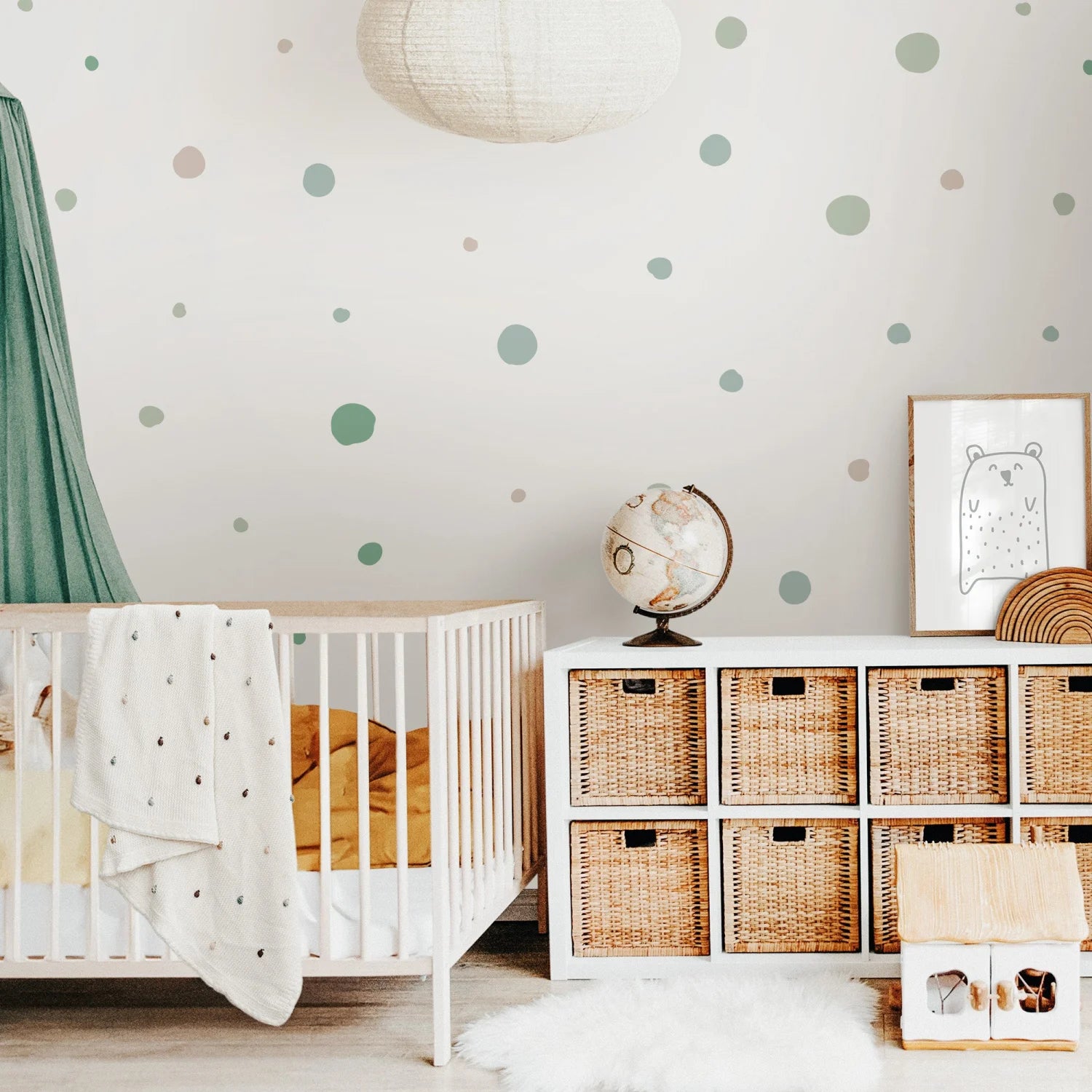 Green Polka Dots Wall Decals – Jungle Earthy Colours for Kids' Rooms ...