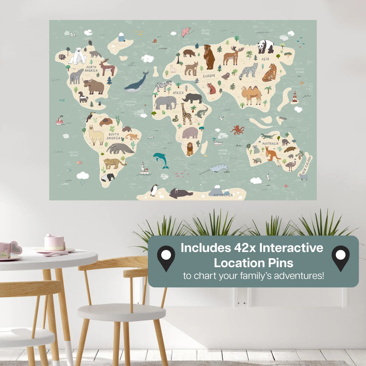 World Map Wall Decal – Interactive Design for Kids Rooms – Cool Kids ...