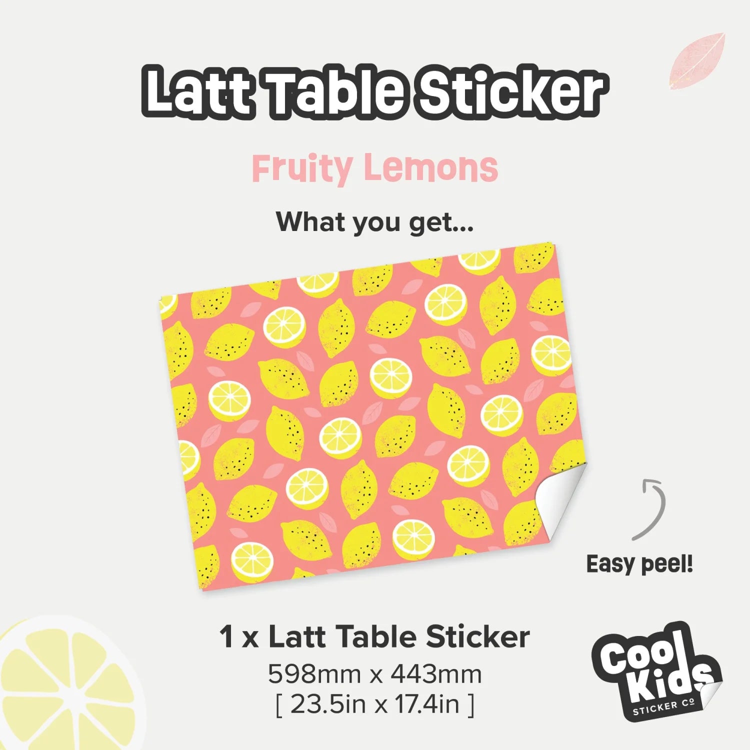 Latt Table Sticker – Bright Lemon Design with Pink Background – Cool ...