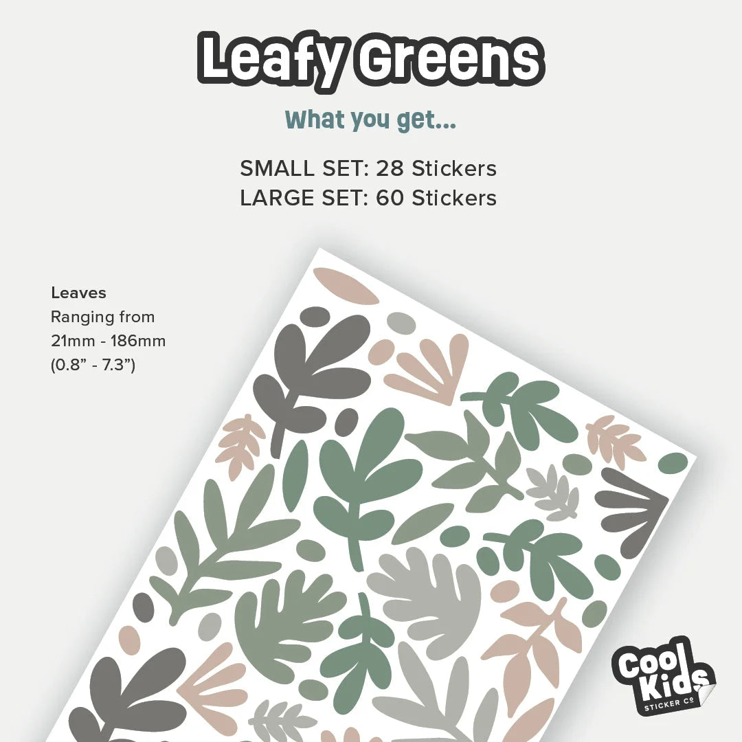 Leafy Green Wall Decals – Botanical Fabric Stickers – Cool Kids Sticker Co.