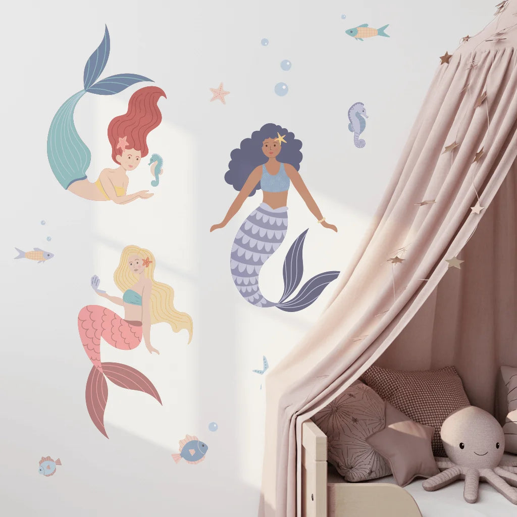 Mermaid Trio Wall Decals | Under the Sea Kids Wall Stickers | Cool Kids ...
