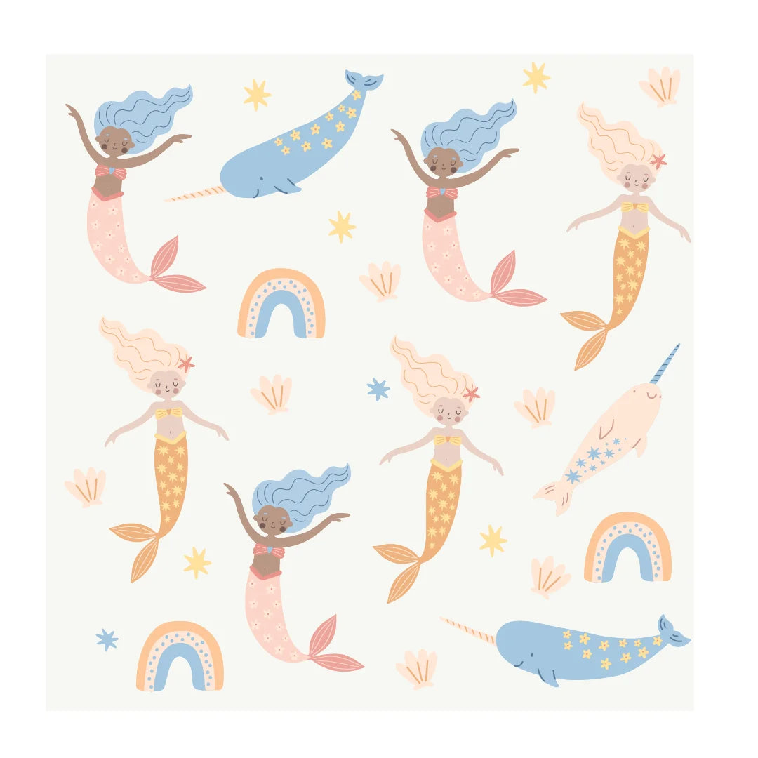 Mermaid Wall Stickers – Patterned Design: Rainbows & Narwhals – Cool ...