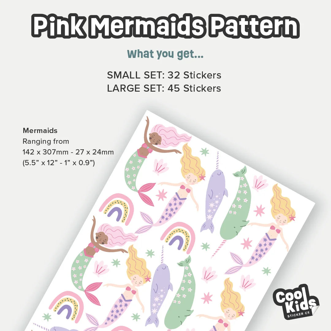 Pink Mermaids Patterned | Cool Kids Sticker Co.
