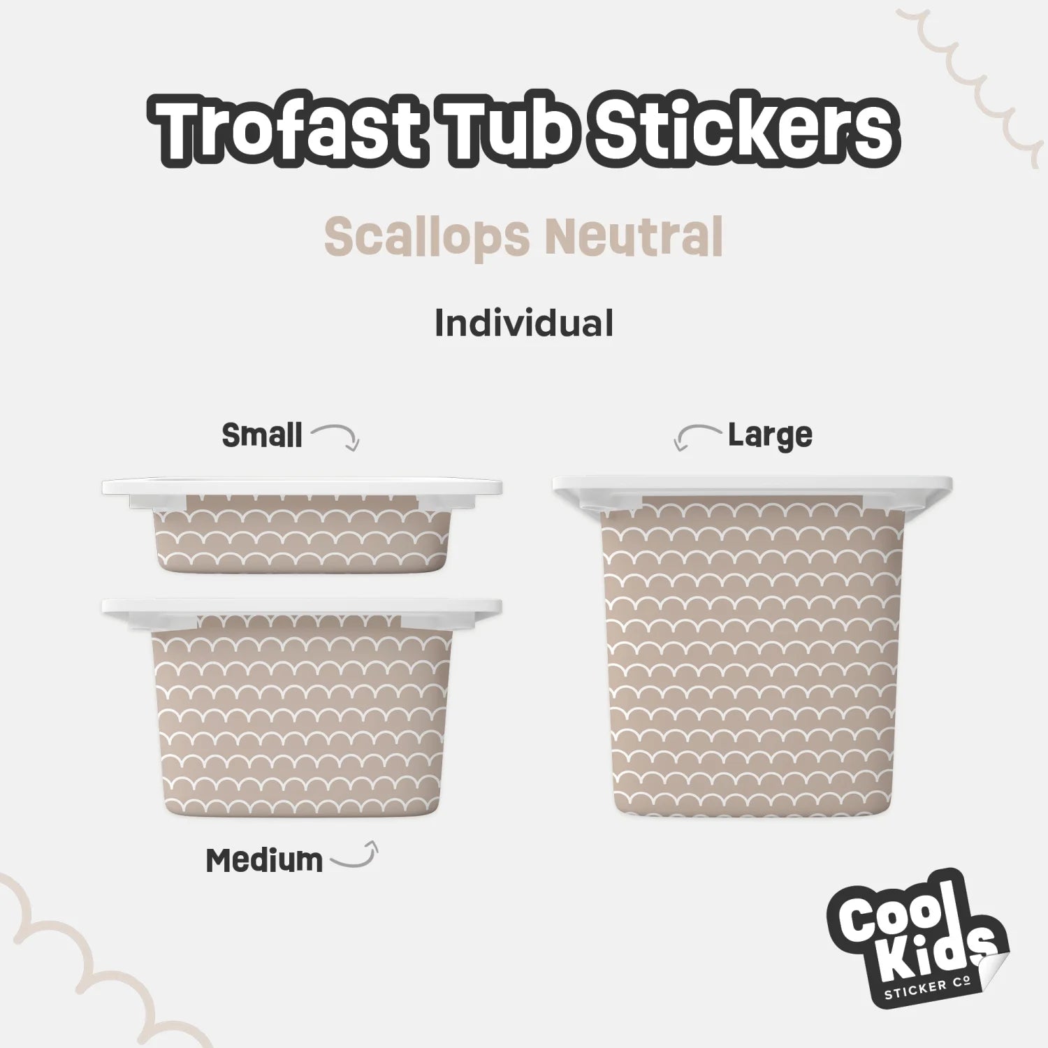 Trofast Tub Scallops Neutral Decals | Cool Kids Sticker Co.